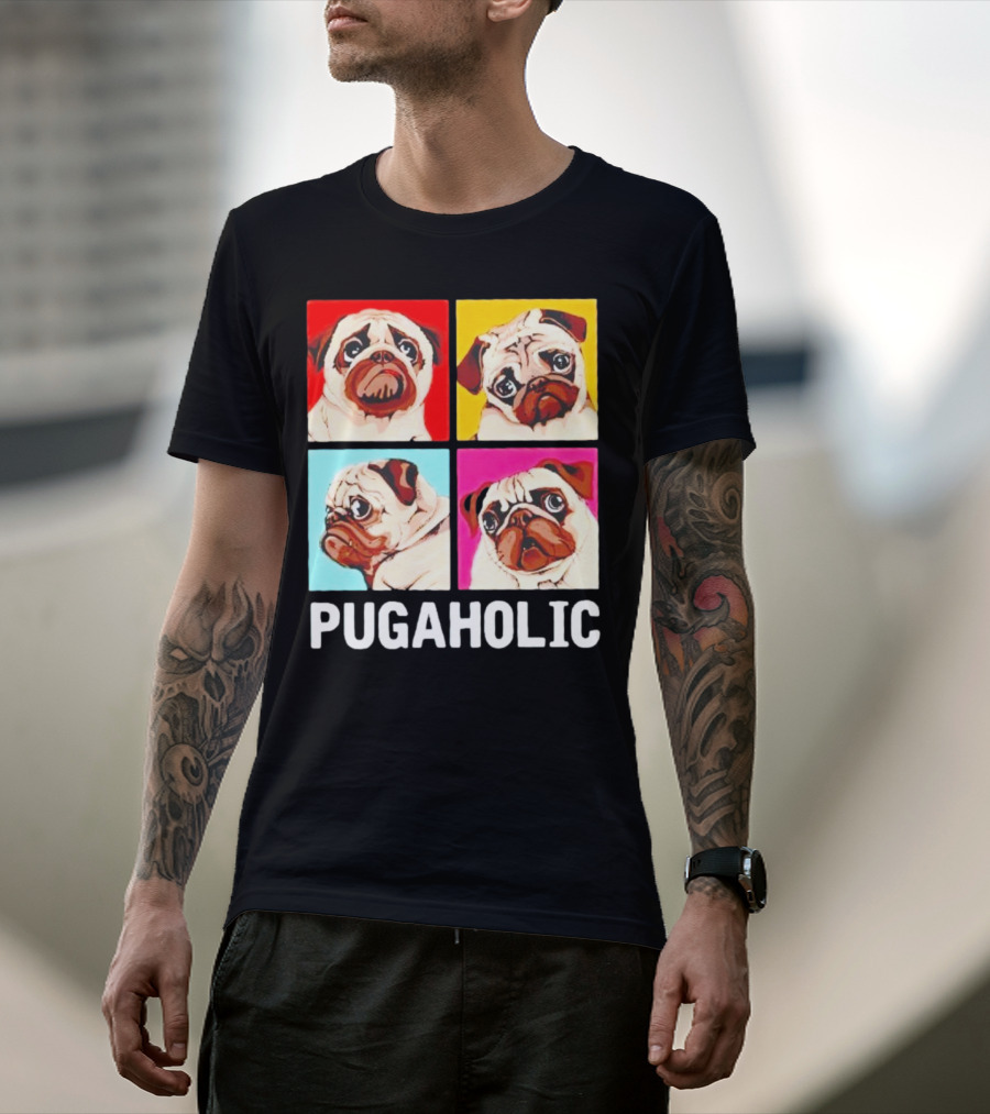 Pug Dog Pop Art Pugaholic T-Shirt