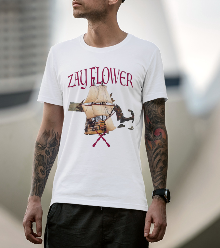 Zay Flower Sailing Ship With Crossed Oars T-Shirt