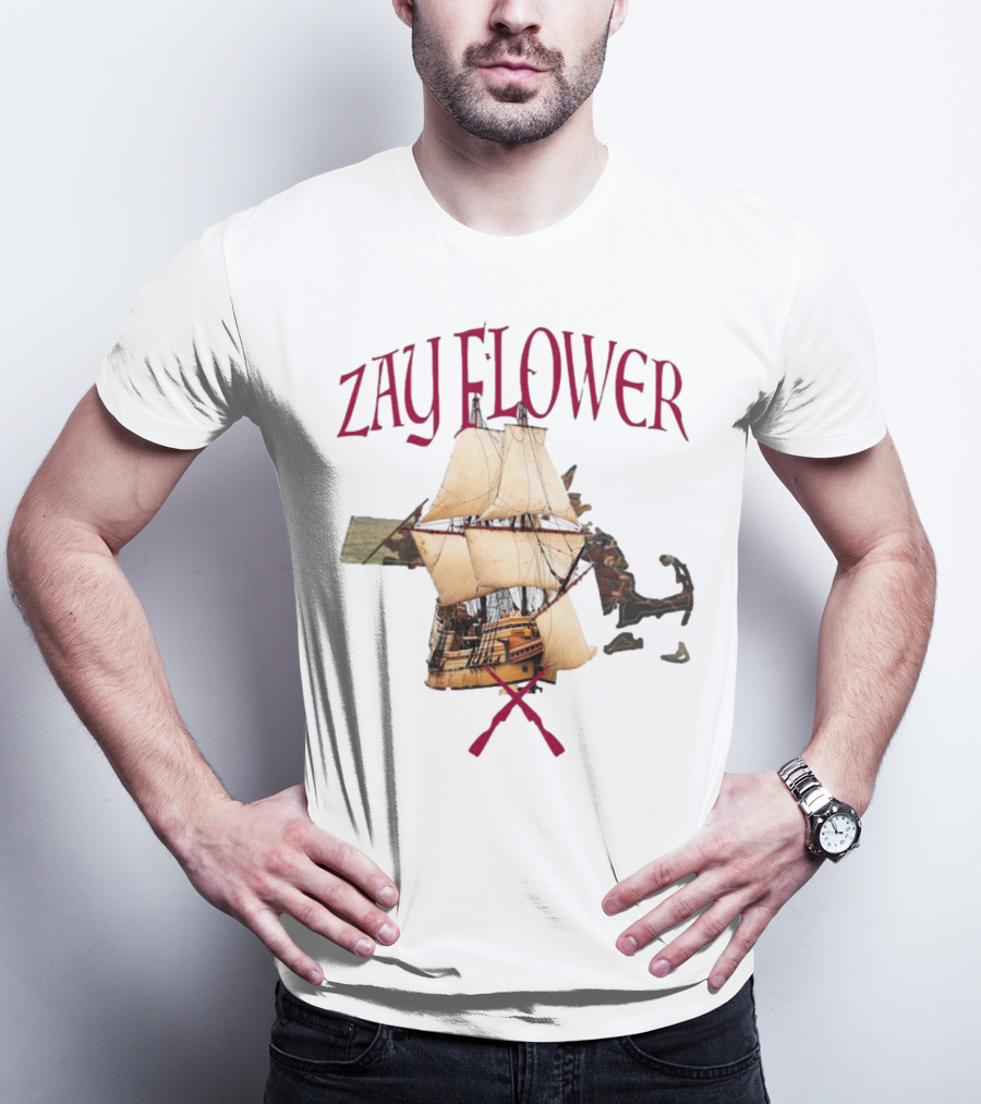 Zay Flower Sailing Ship With Crossed Oars T-Shirt