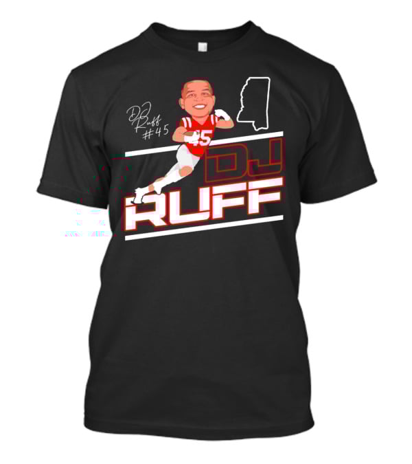 DJ Ruff #45 Ole Miss Rebels Football Signature T-Shirt