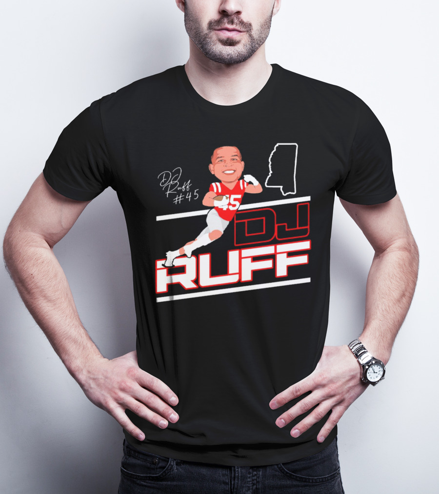 DJ Ruff #45 Ole Miss Rebels Football Signature T-Shirt