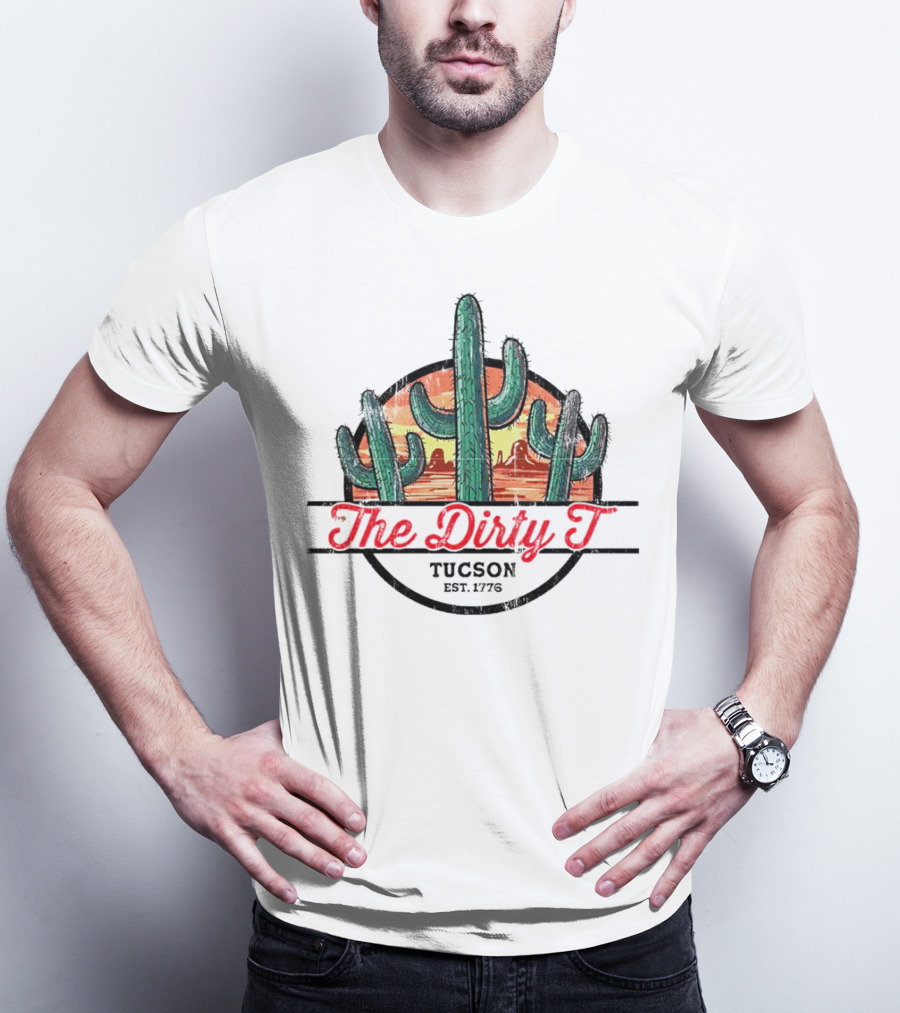 The Dirty T Tucson Est 1776 Sunset Cactus Scene T-Shirt