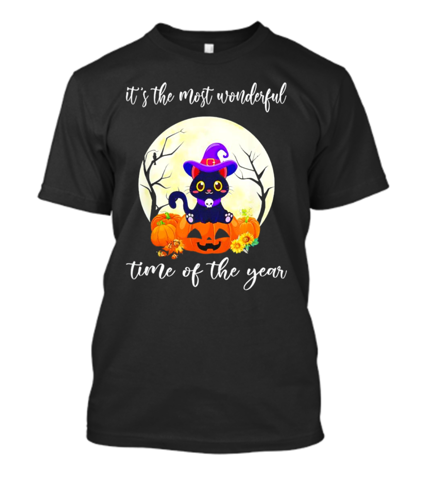 It’s The Most Wonderful Time Of The Year Cat Witch Halloween Pumpkin Moon T-Shirt