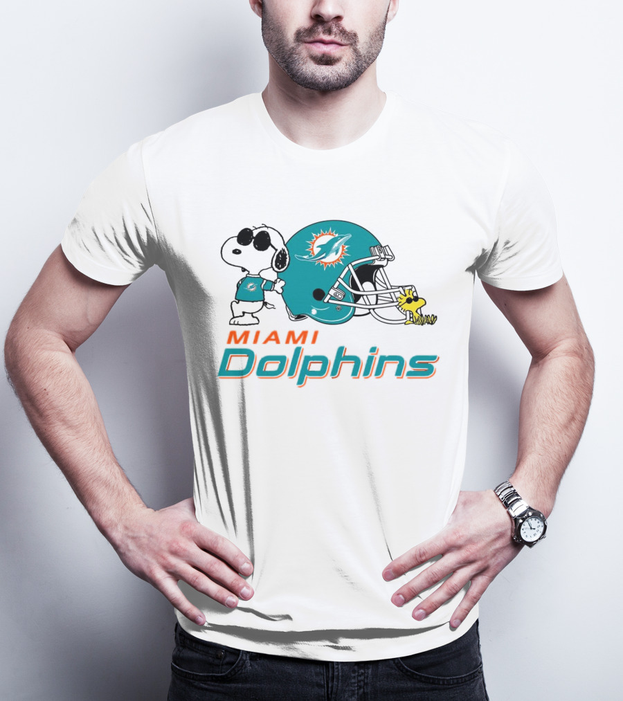 Miami Dolphins Snoopy And Woodstock Football Helmet T-Shirt