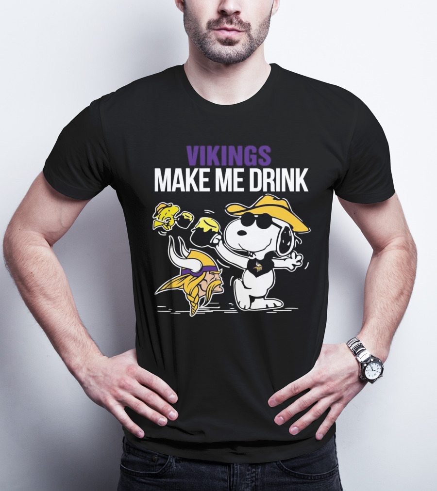 Vikings Snoopy Make Me Drink Fun T-Shirt