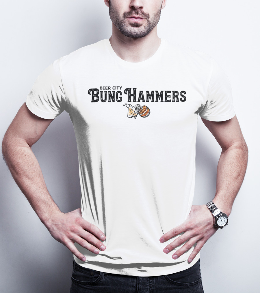Beer City Bung Hammers Mug And Barrel T-Shirt