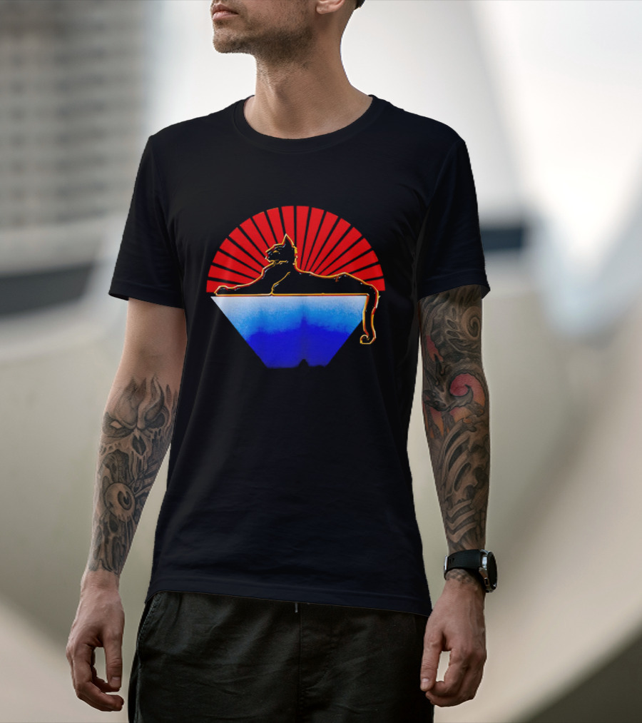 Cats Under The Stars Sphinx With Rising Sun And Tricolor Pyramid T-Shirt