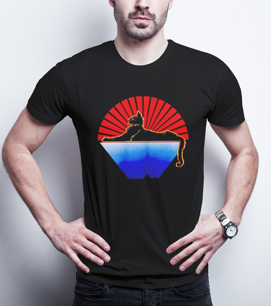 Cats Under The Stars Sphinx With Rising Sun And Tricolor Pyramid T-Shirt