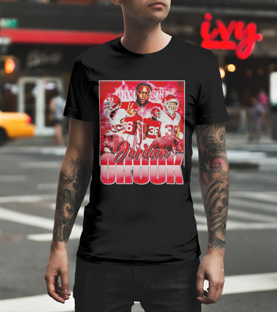 Jordan Crook Arkansas Razorbacks Football Vintage Collage T-Shirt