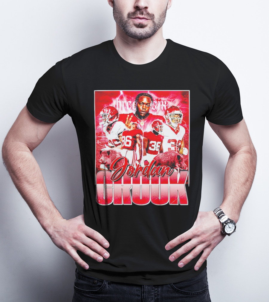 Jordan Crook Arkansas Razorbacks Football Vintage Collage T-Shirt