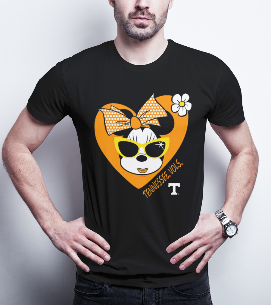 Minnie Mouse Tennessee Vols Heart And Sunglasses Fan T-Shirt