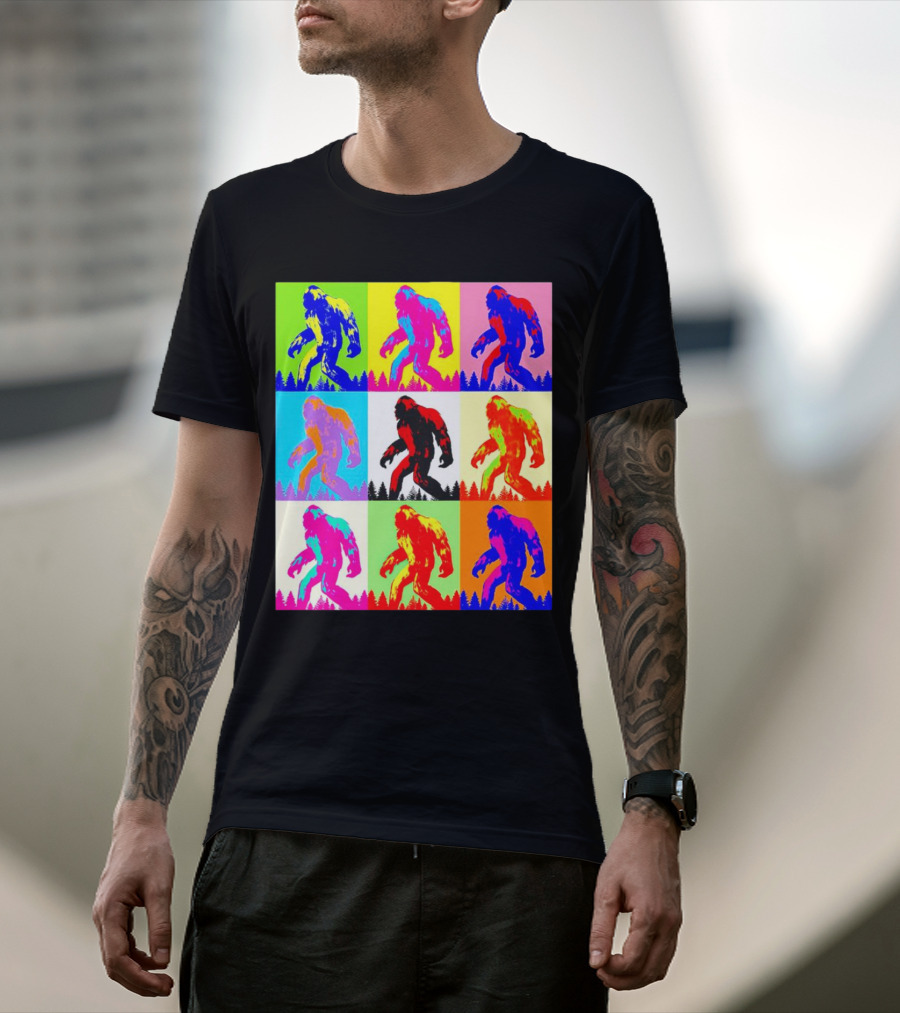 Retro Pop Art Bigfoot Sasquatch Collage T-Shirt
