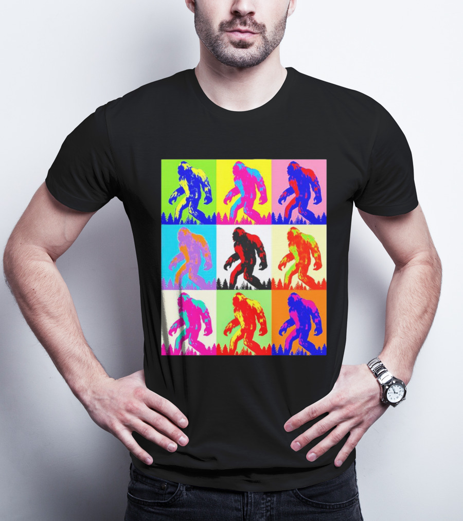 Retro Pop Art Bigfoot Sasquatch Collage T-Shirt
