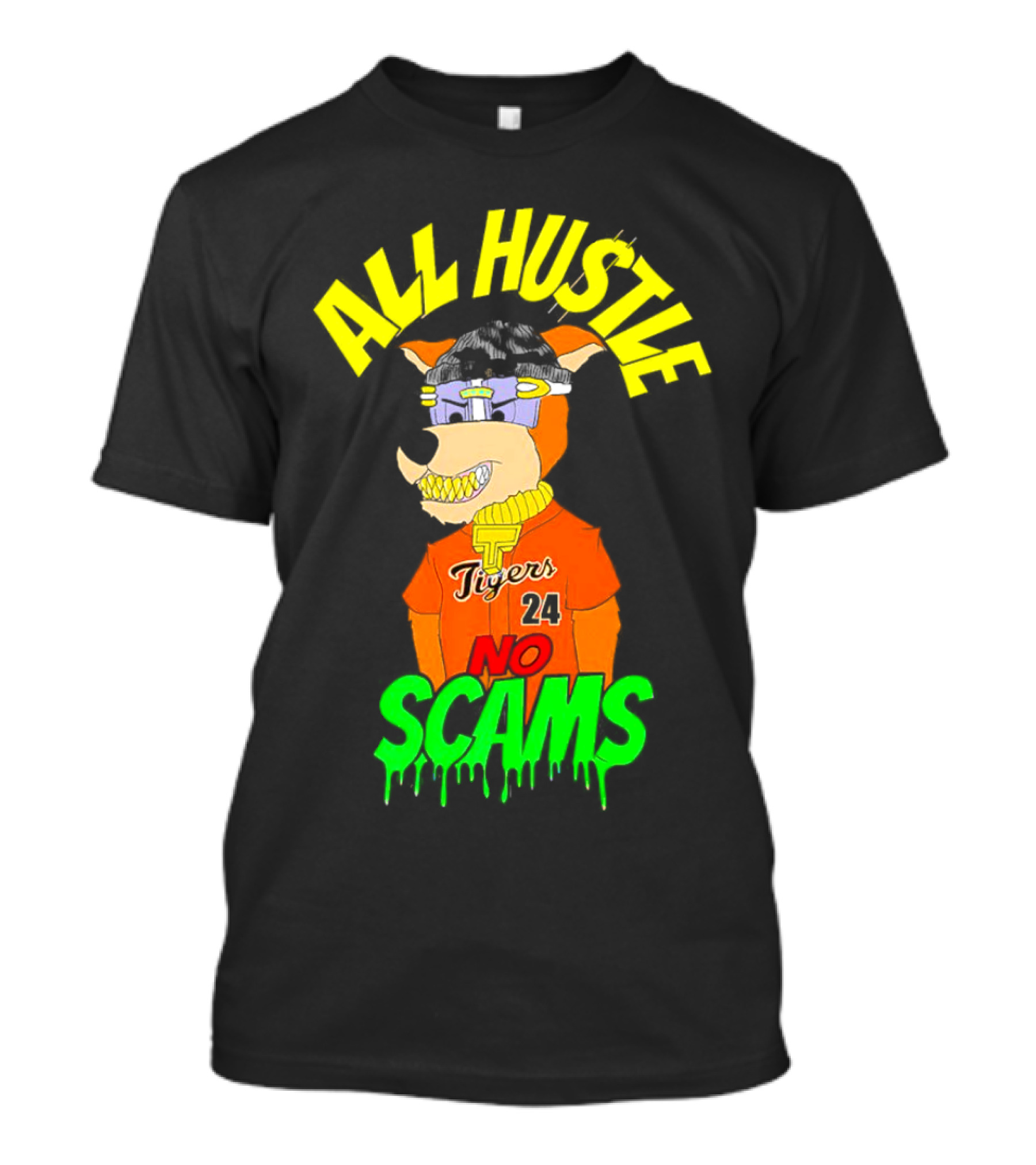 All Hustle No Scams Tigers 24 Cartoon Character T-Shirt