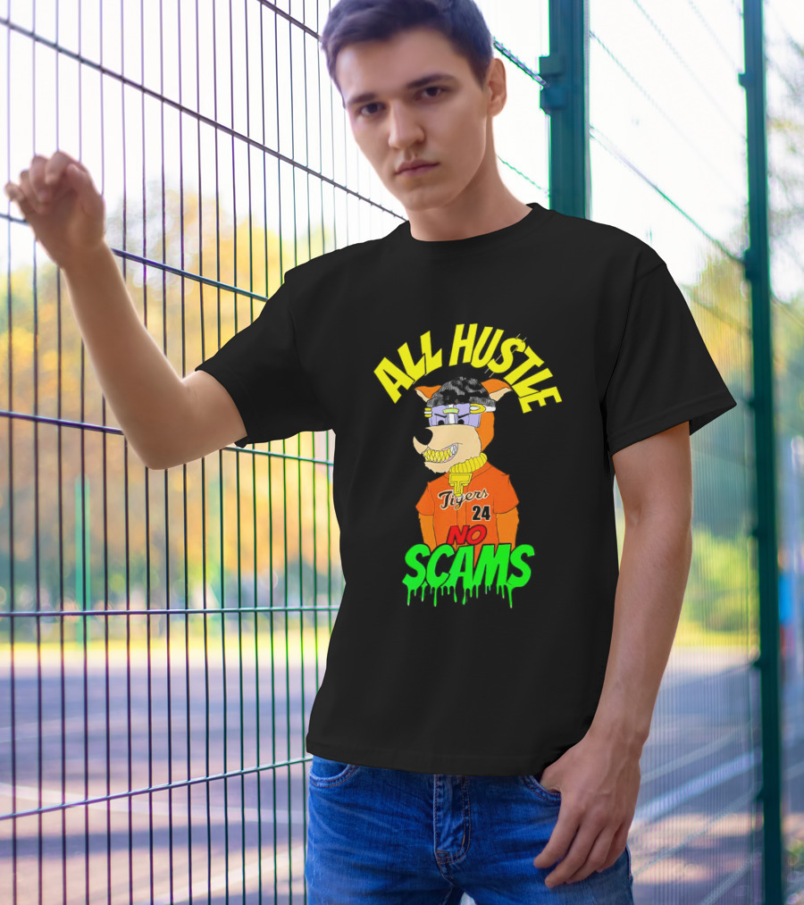 All Hustle No Scams Tigers 24 Cartoon Character T-Shirt
