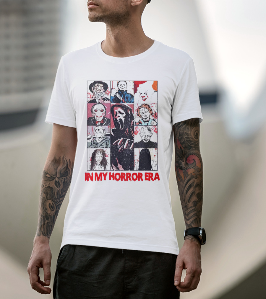 In My Horror Era Ghostface Freddy Krueger Michael Myers Pennywise Jason Chucky Pinhead Sadako Samara T-Shirt