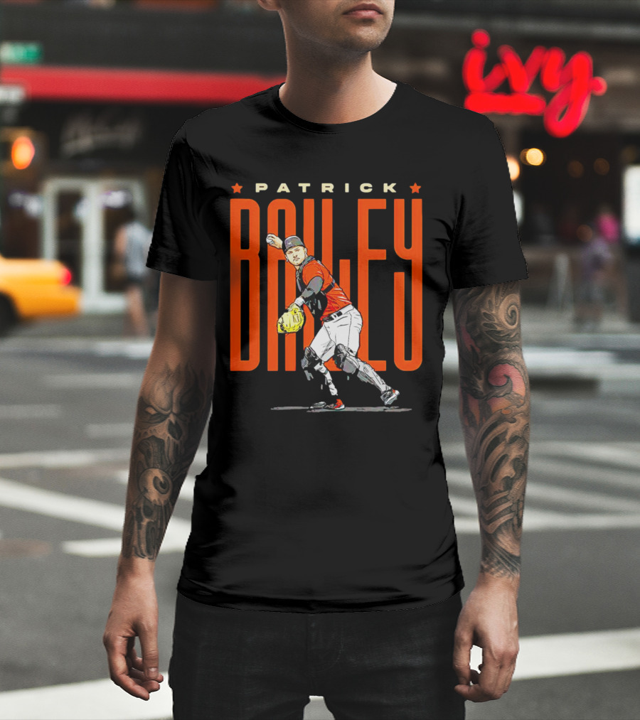 Patrick Bailey Baseball Player Illustration With Orioles Colors T-Shirt