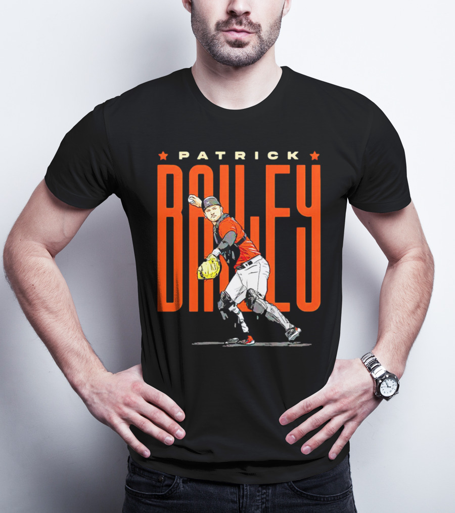Patrick Bailey Baseball Player Illustration With Orioles Colors T-Shirt