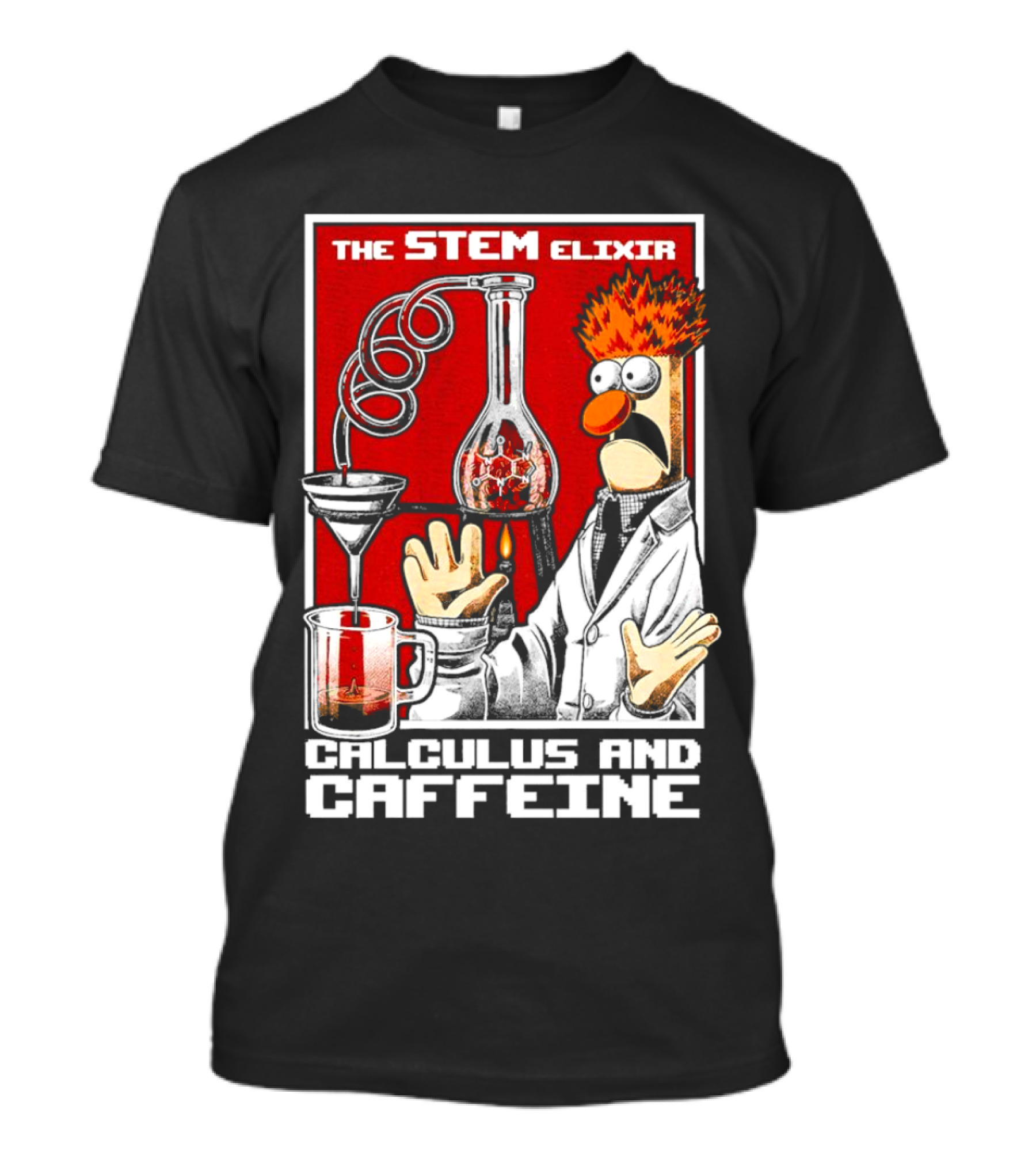 The STEM Elixir Calculus And Caffeine Beaker Character T-Shirt