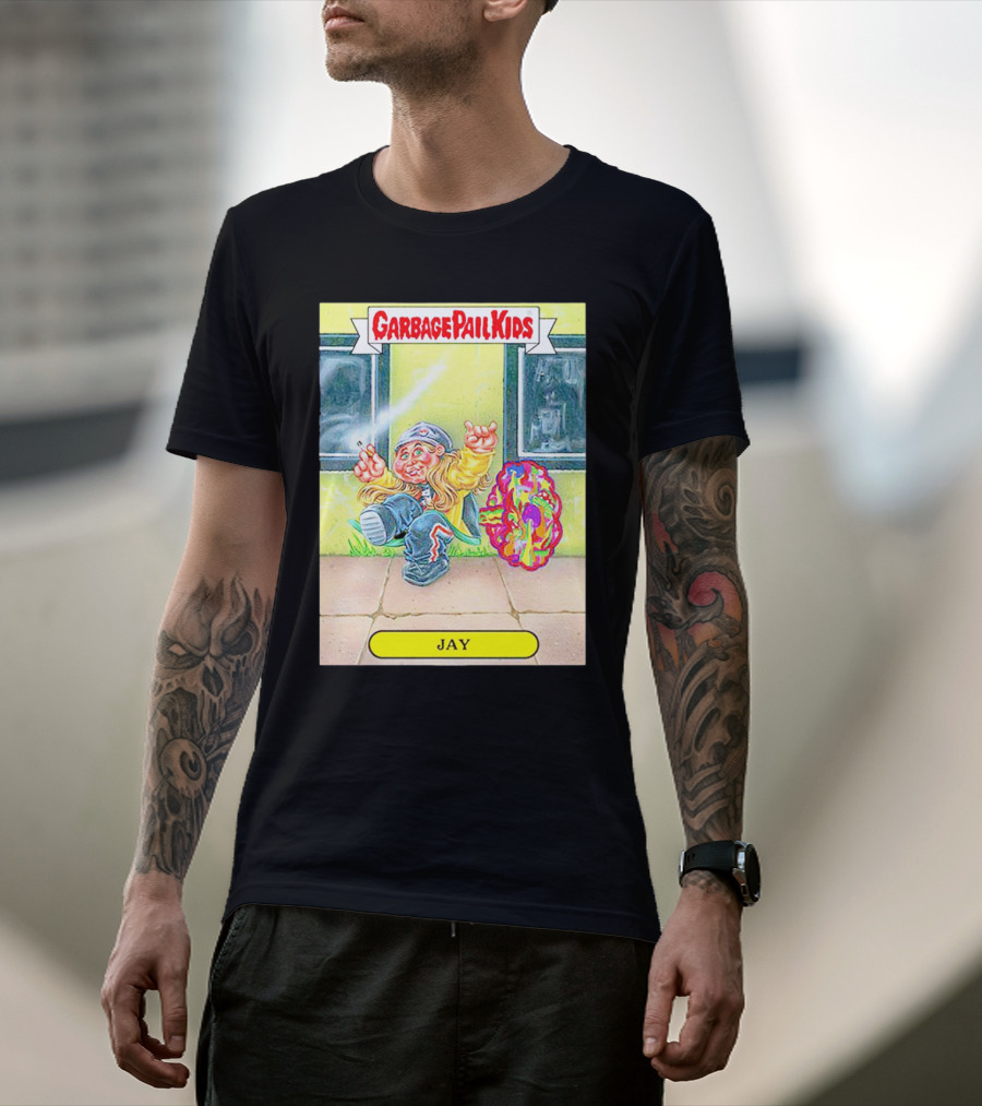 Garbage Pail Kids Jay Character Smoking Graffiti Parody Sticker T-Shirt