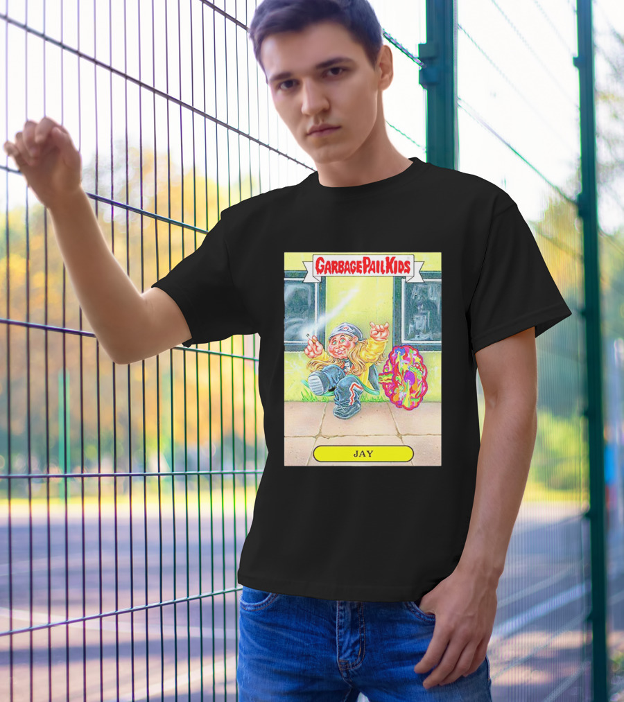 Garbage Pail Kids Jay Character Smoking Graffiti Parody Sticker T-Shirt