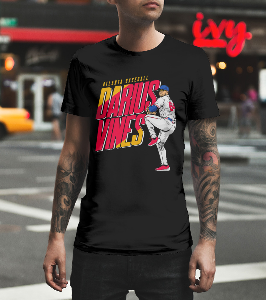 Atlanta Baseball Darius Vines 64 Pitching Action T-Shirt