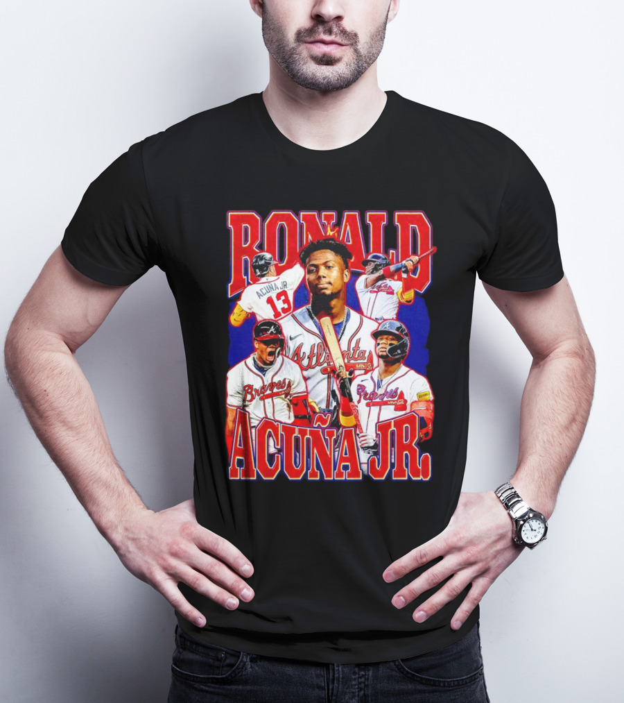 Ronald Acuña Jr Atlanta Braves Vintage Baseball Player Collage T-Shirt