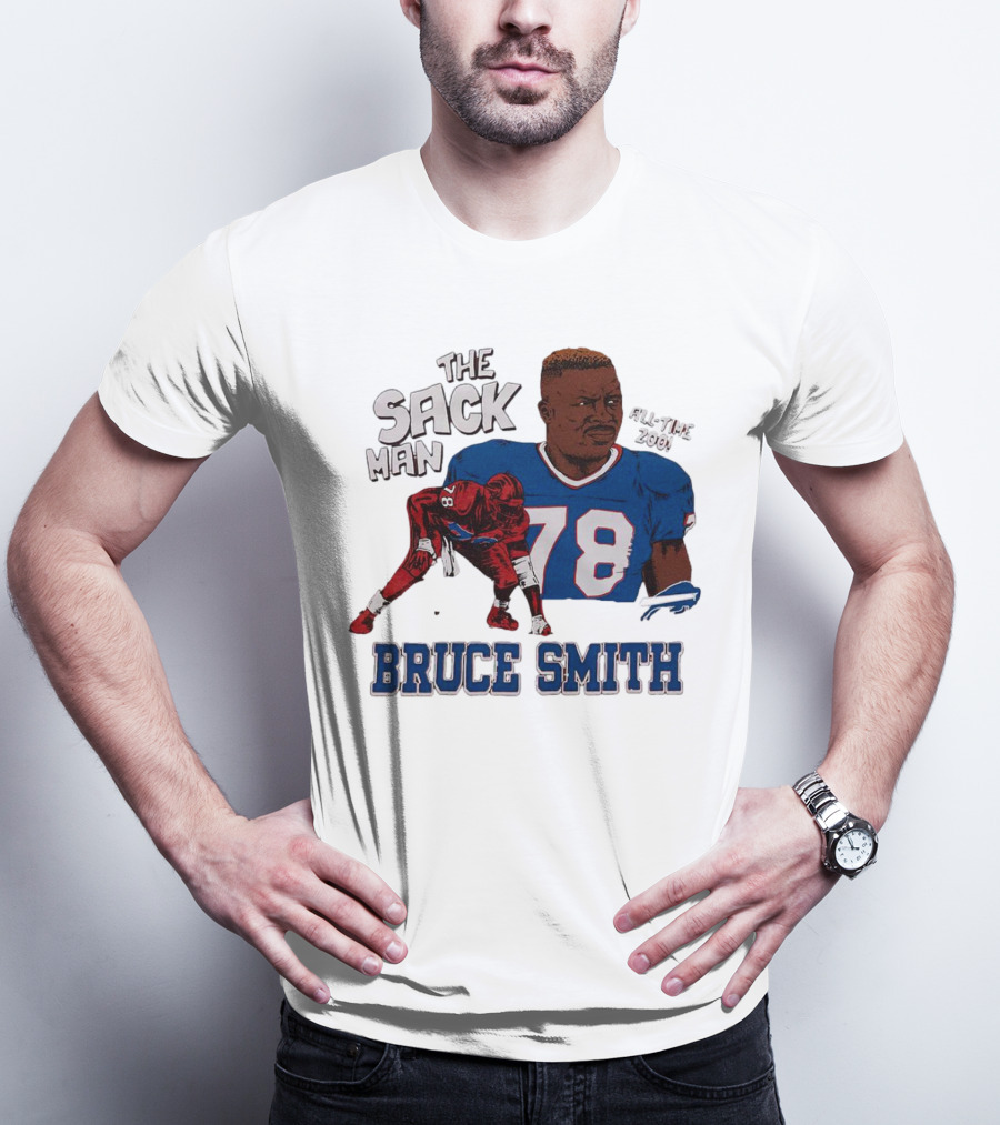 The Sack Man 78 Bruce Smith Buffalo Bills All Time 200 Career Sacks T-Shirt