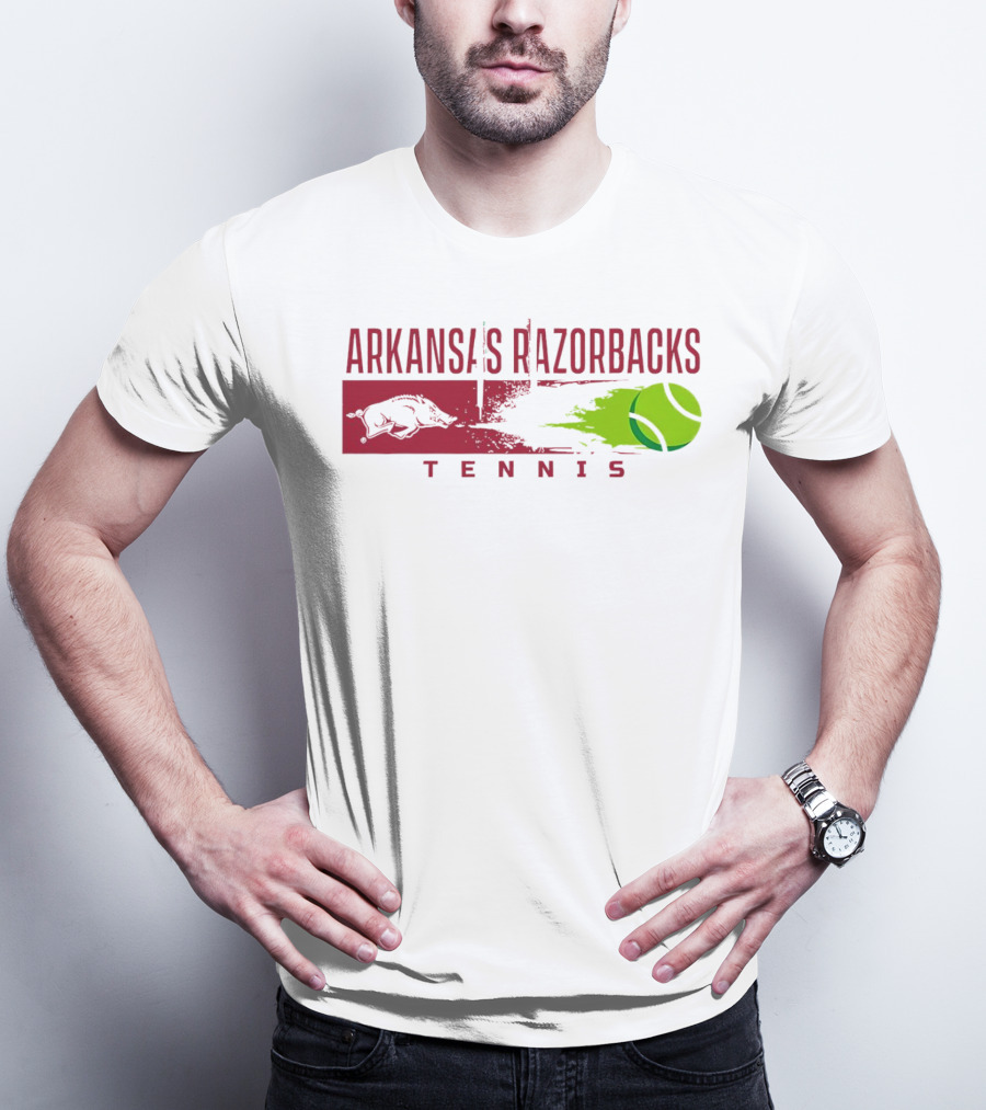Arkansas Razorbacks Tennis Neon Green Ball And Hog T-Shirt