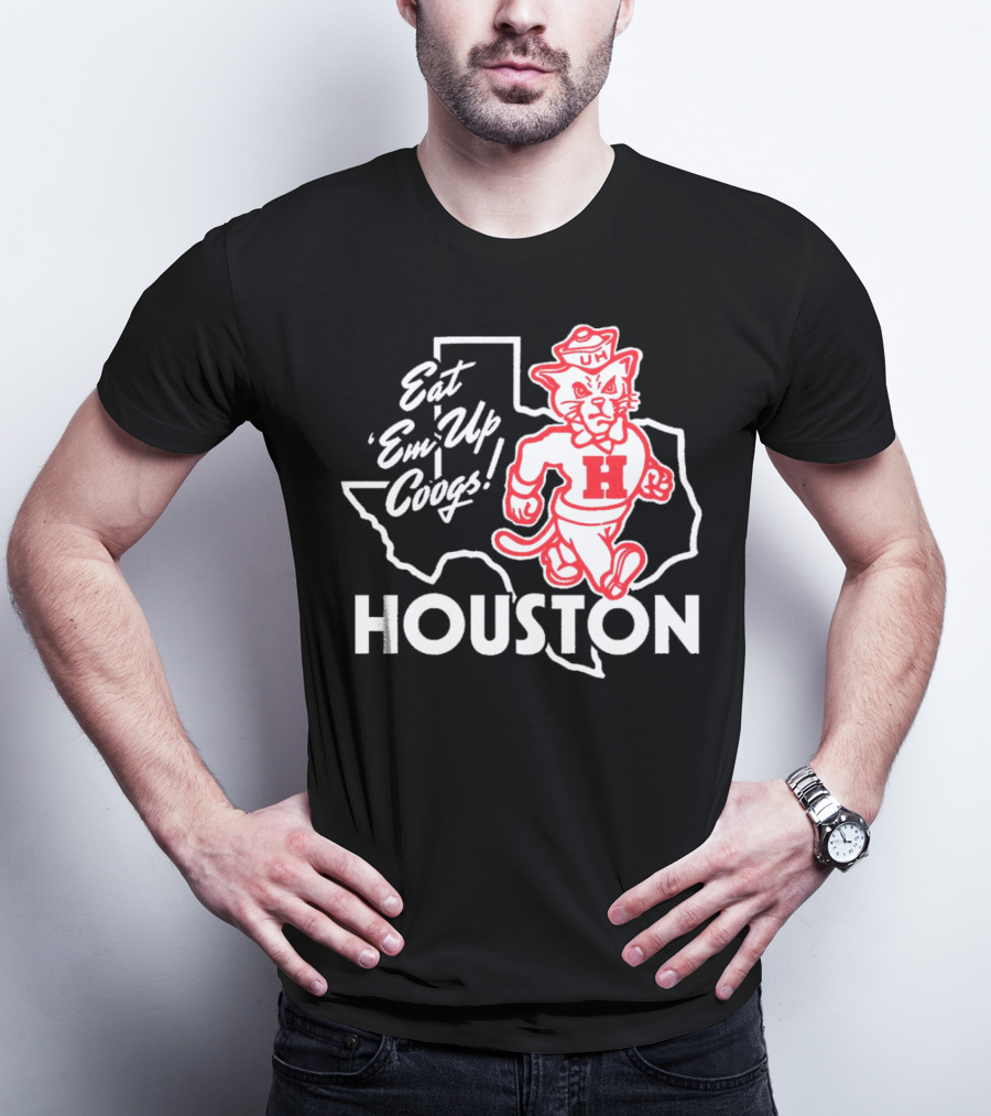 Houston Cougars Eat 'Em Up Coogs Texas State Mascot T-Shirt