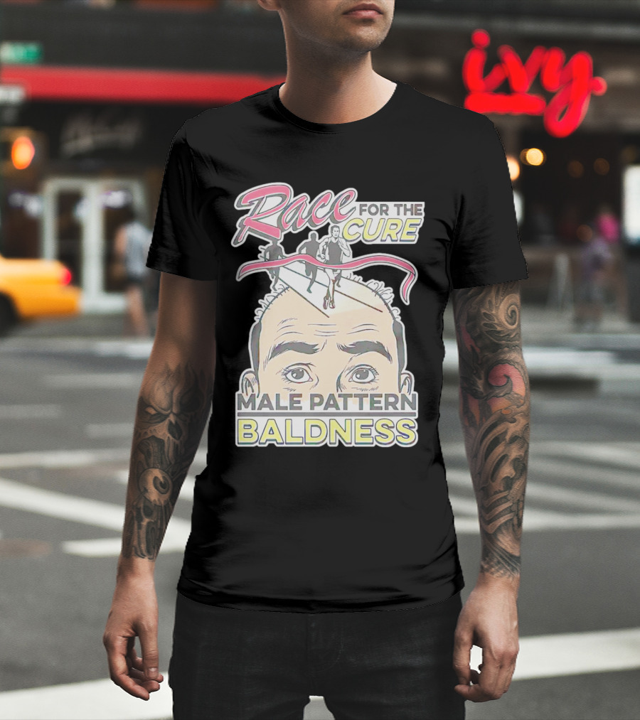 Race For The Cure Male Pattern Baldness Bald Head Runners T-Shirt