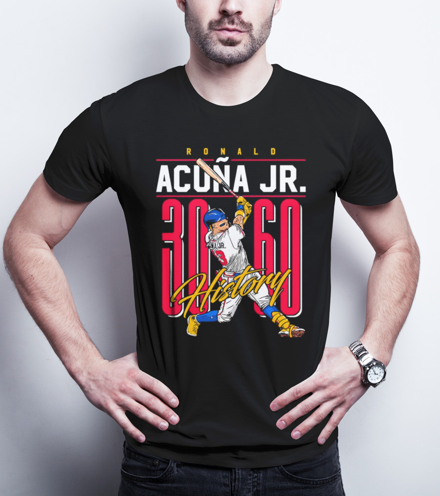 Ronald Acuña Jr. 30 60 History Atlanta Braves Baseball Iconic Achievement T-Shirt