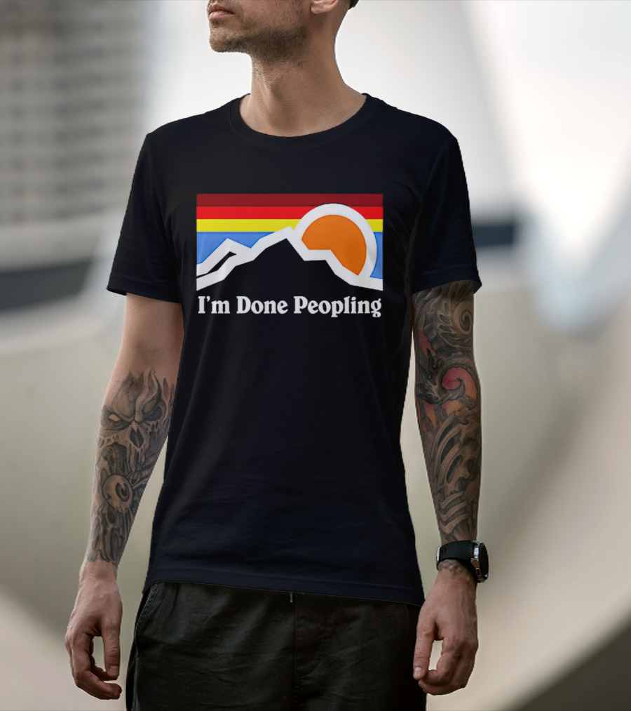 I'm Done Peopling Retro Mountain Sunset T-Shirt