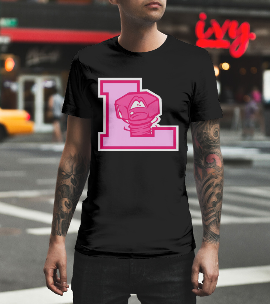 Lansing Lugnuts Pink L Logo Retro T-Shirt