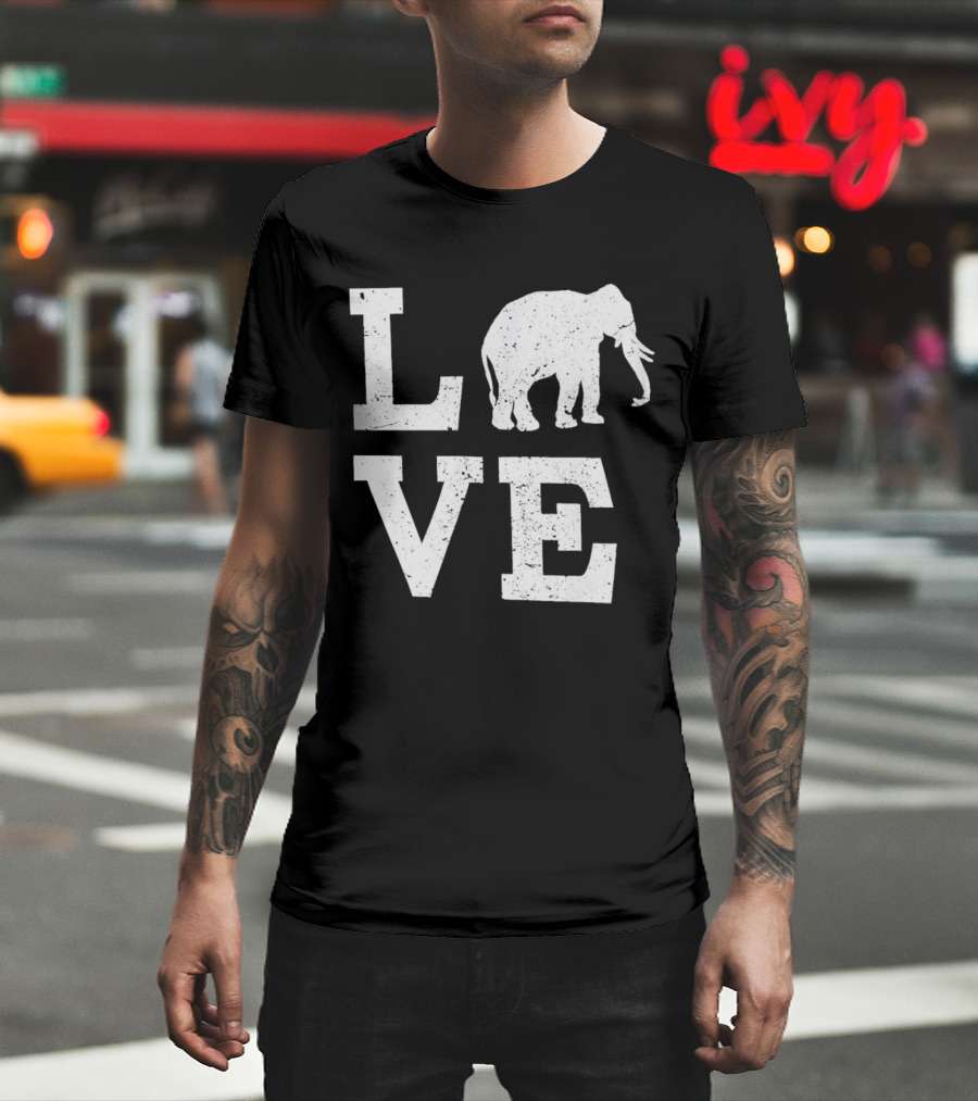 Love Elephant Vintage Style Animal T-Shirt