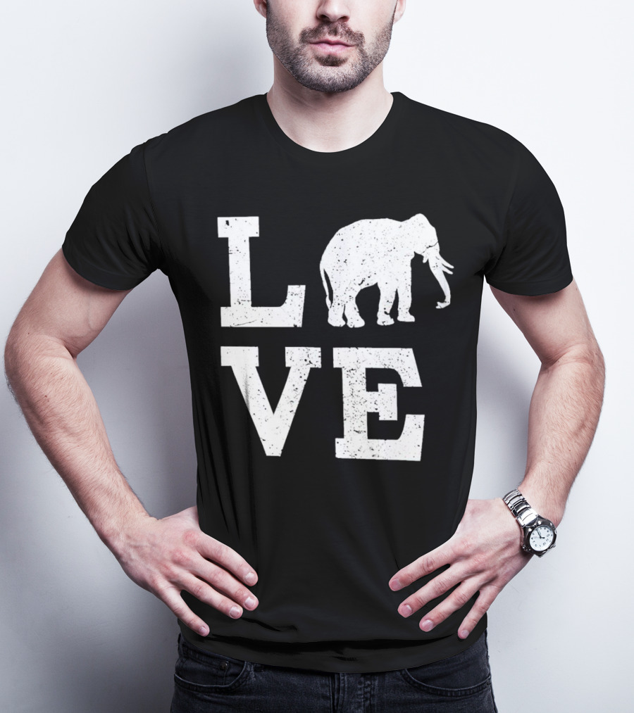 Love Elephant Vintage Style Animal T-Shirt