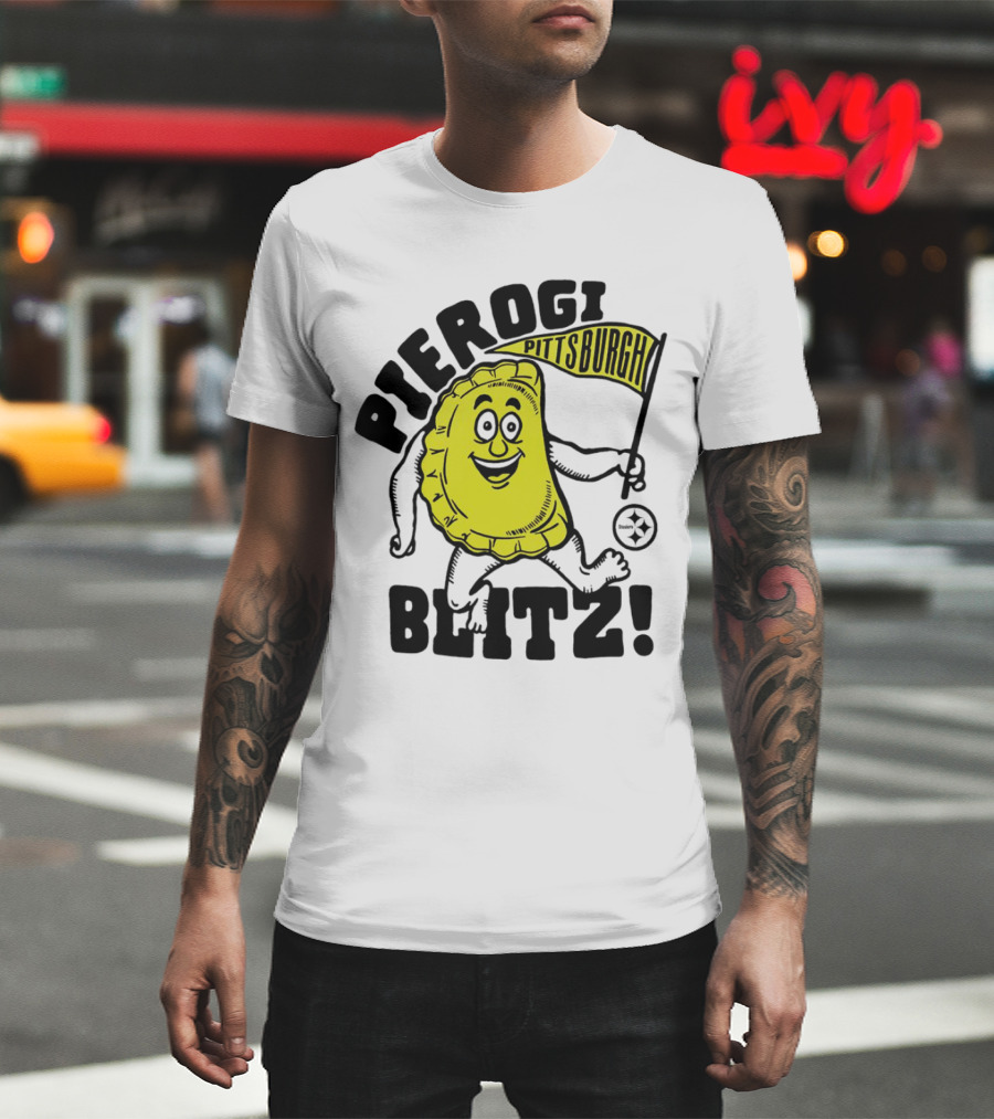 Pittsburgh Pierogi Blitz Steelers Flag T-Shirt
