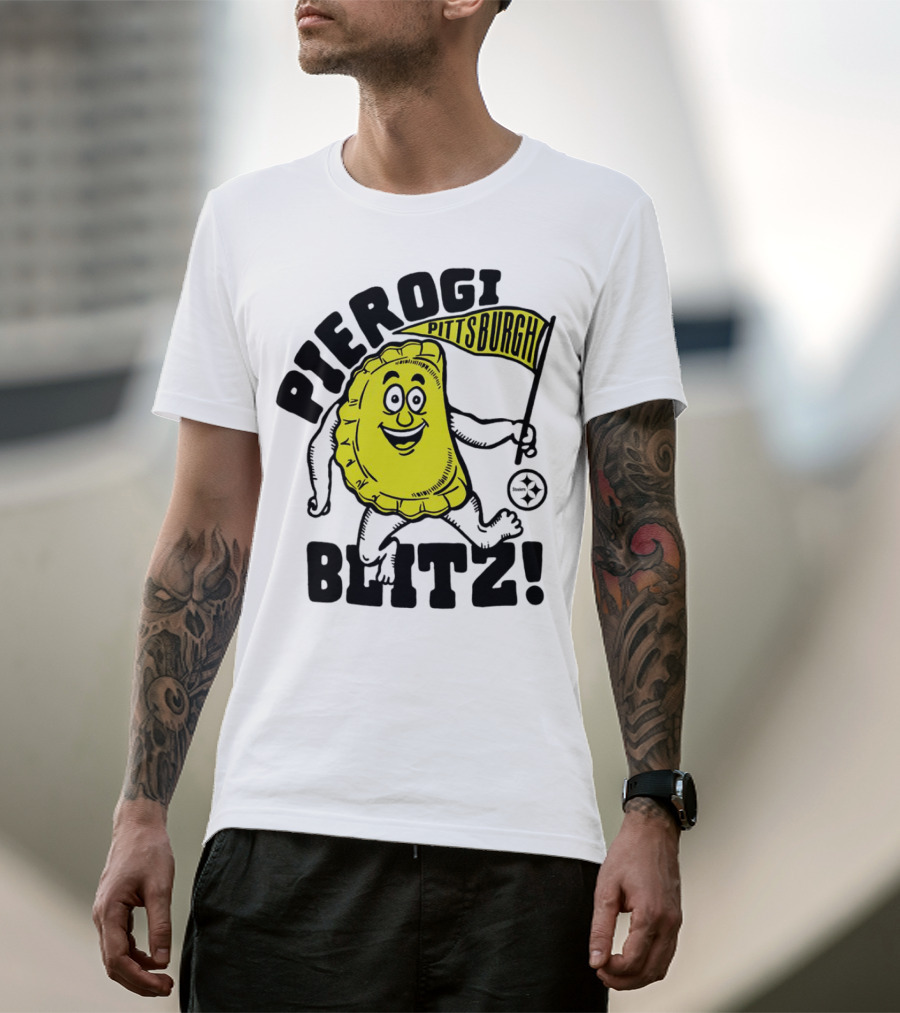 Pittsburgh Pierogi Blitz Steelers Flag T-Shirt
