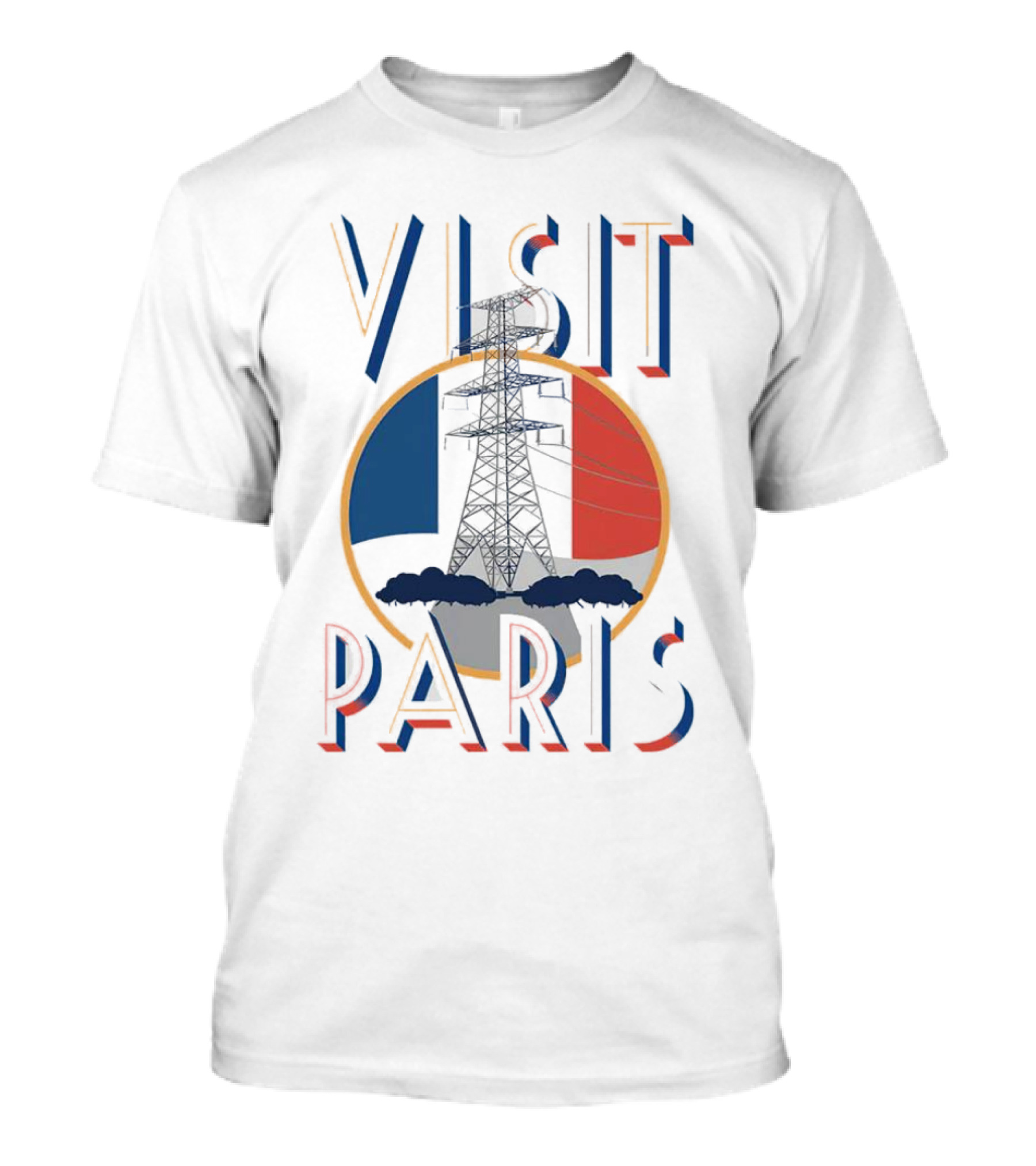 VISIT PARIS Tower Circle Blue Red T-Shirt