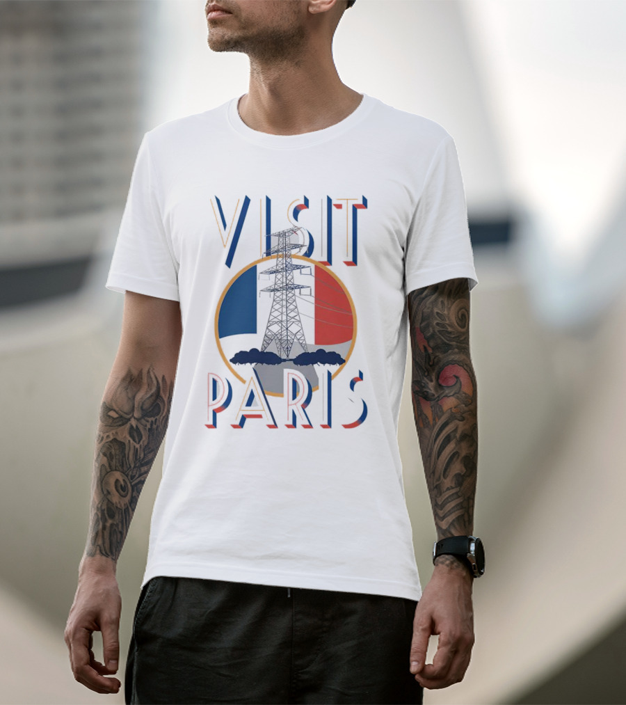 VISIT PARIS Tower Circle Blue Red T-Shirt
