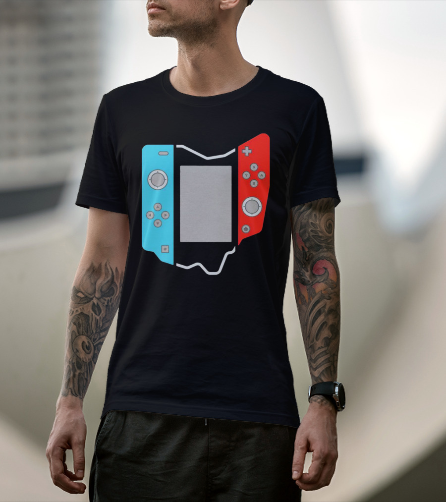 Ohio Gamepad Outline With Blue And Red Controller T-Shirt