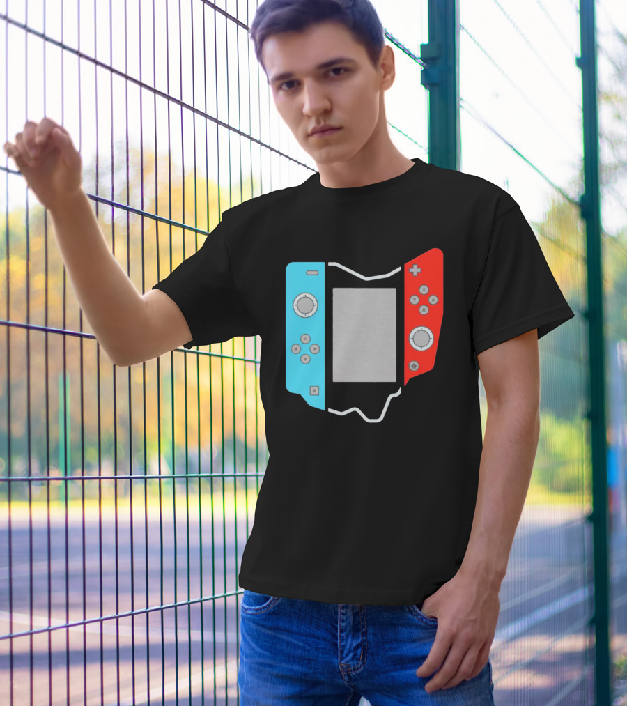 Ohio Gamepad Outline With Blue And Red Controller T-Shirt