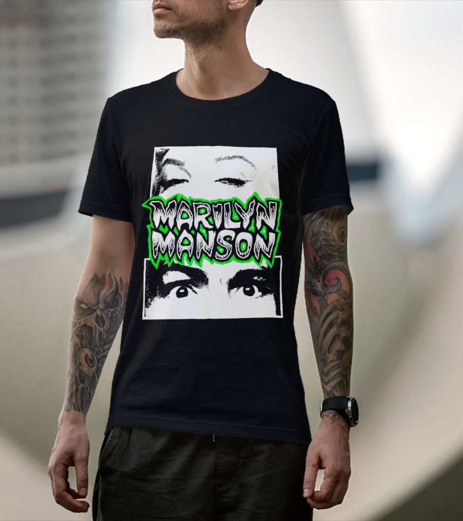 Marilyn Manson Face Illusion With Eyes Contrast T-Shirt