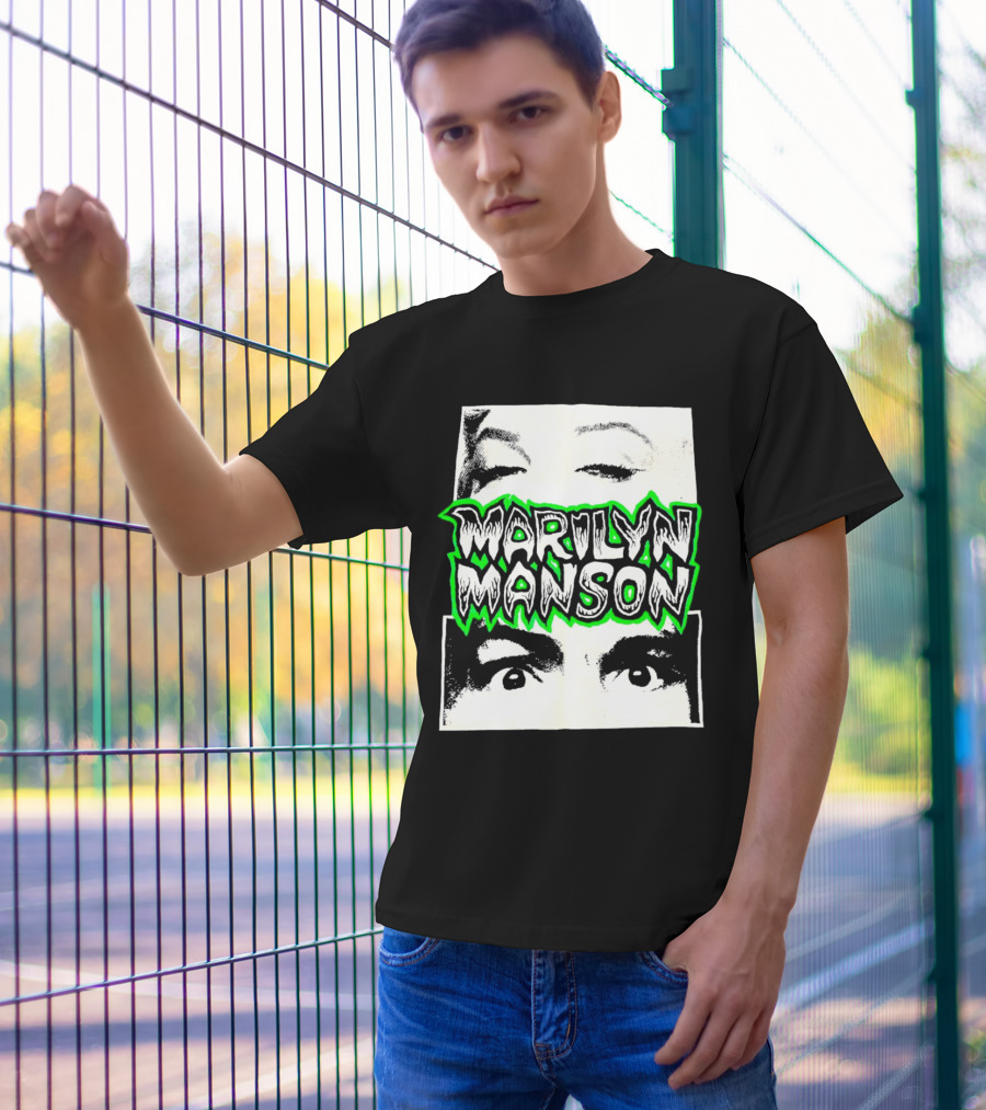 Marilyn Manson Face Illusion With Eyes Contrast T-Shirt