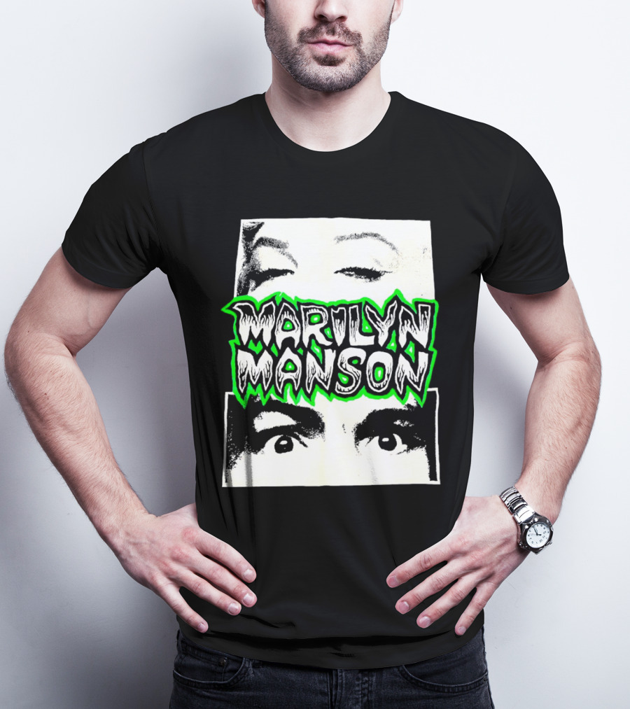 Marilyn Manson Face Illusion With Eyes Contrast T-Shirt