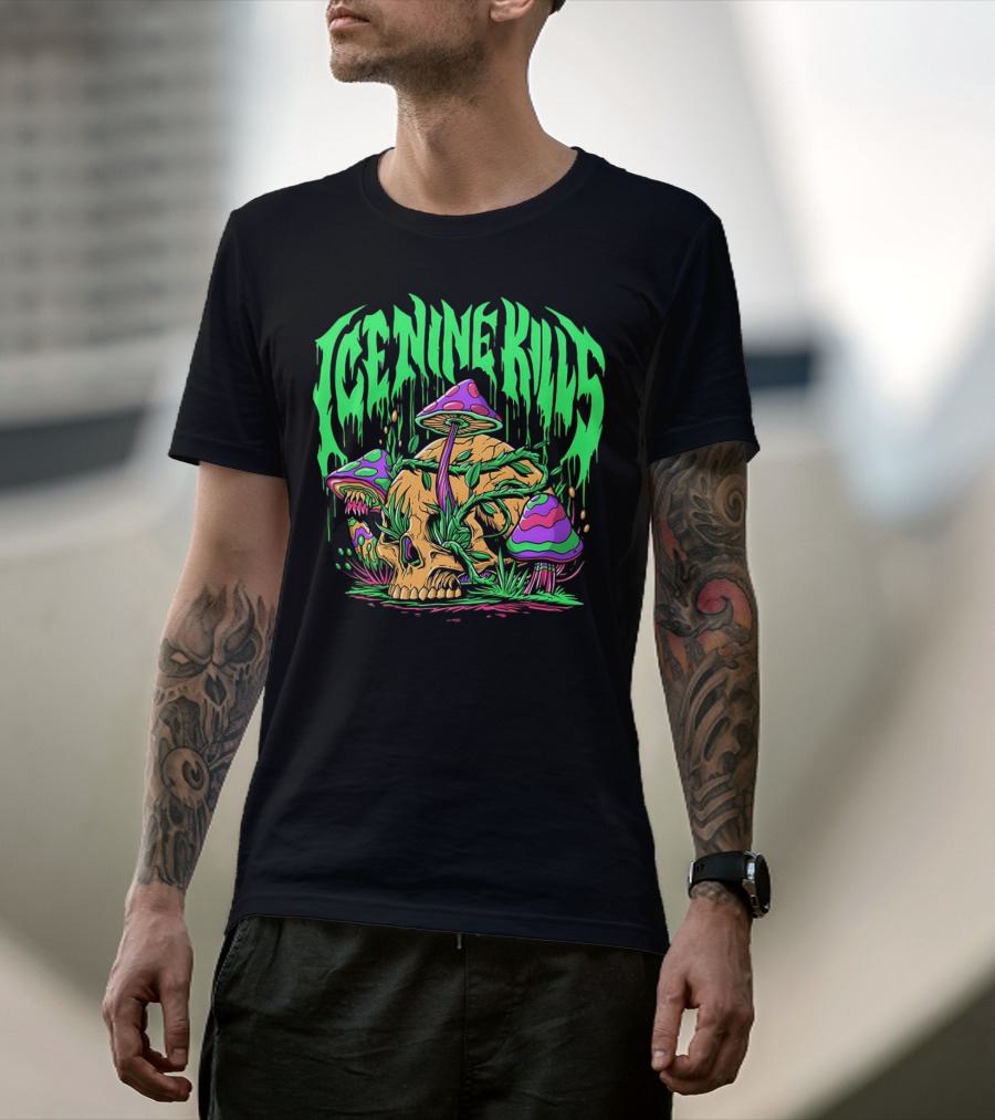 Ice Nine Kills Skull With Psychedelic Mushrooms T-Shirt