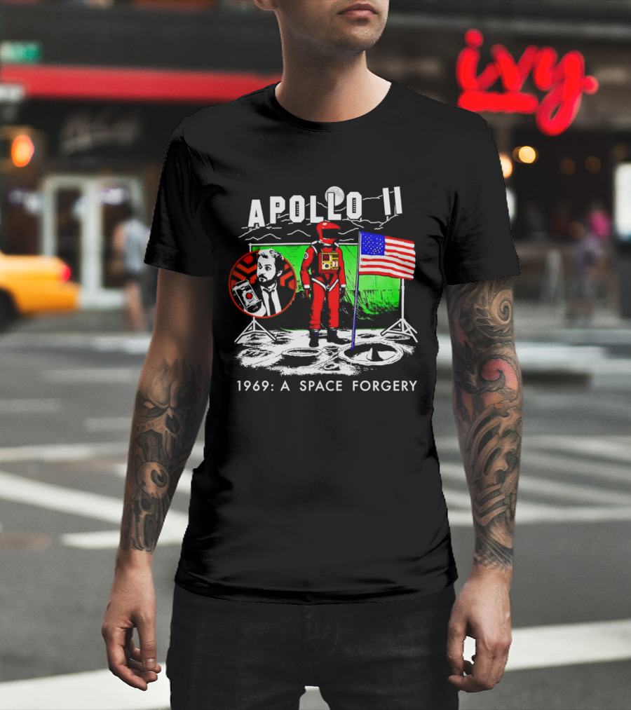 Apollo 11 1969: A Space Forgery Moon Landing Conspiracy With Astronaut And Flag T-Shirt