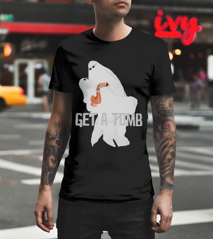 GET A TOMB Ghosts Carrying Figure Halloween Humor T-Shirt