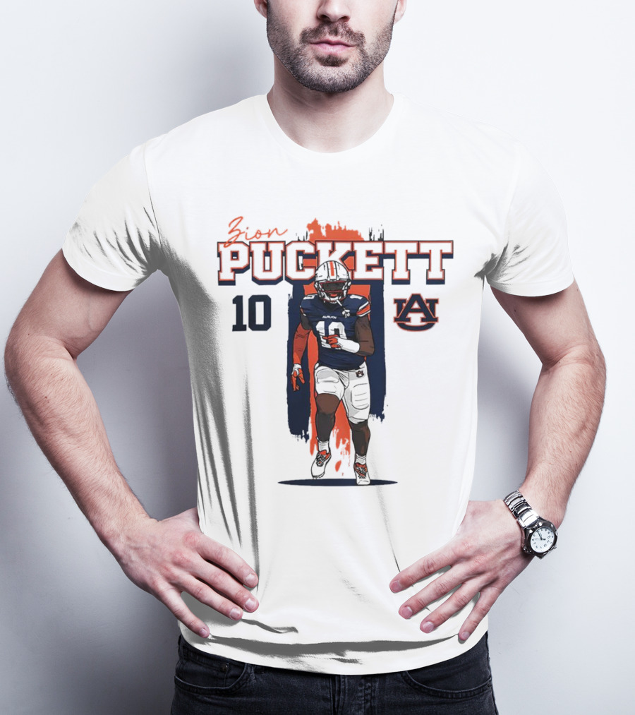 Zion Puckett Auburn Tigers 10 Caricature T-Shirt