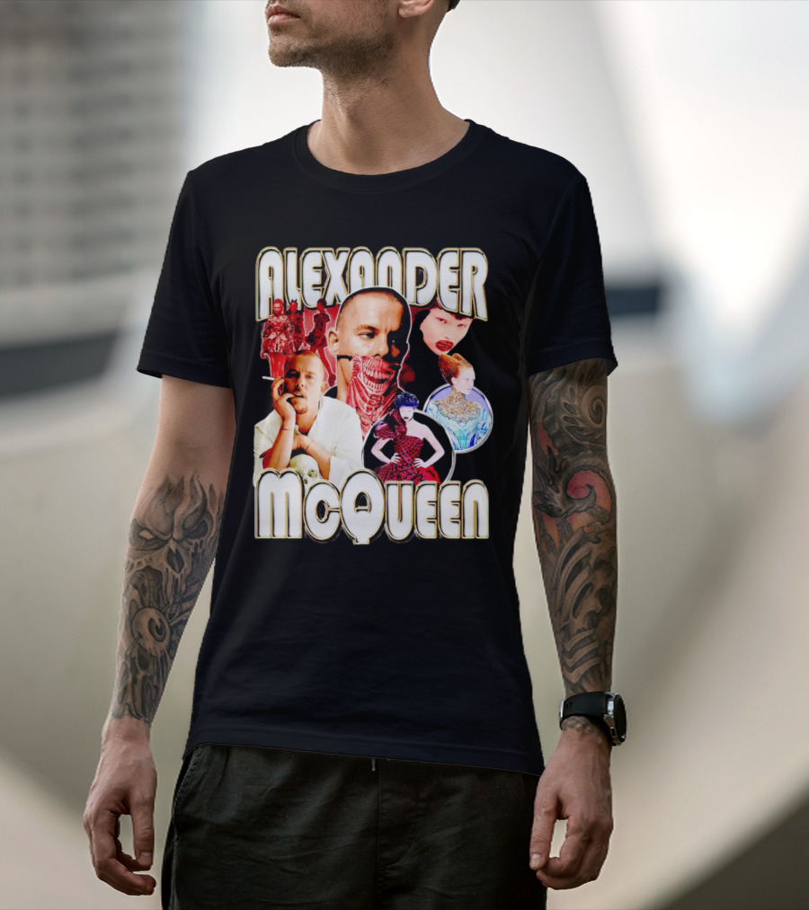 Alexander McQueen Fashion Iconography And Portrait Collage T-Shirt